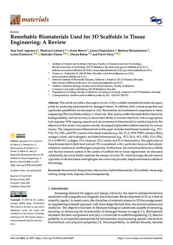 (PDF) Resorbable Biomaterials Used for 3D Scaffolds in Tissue ...