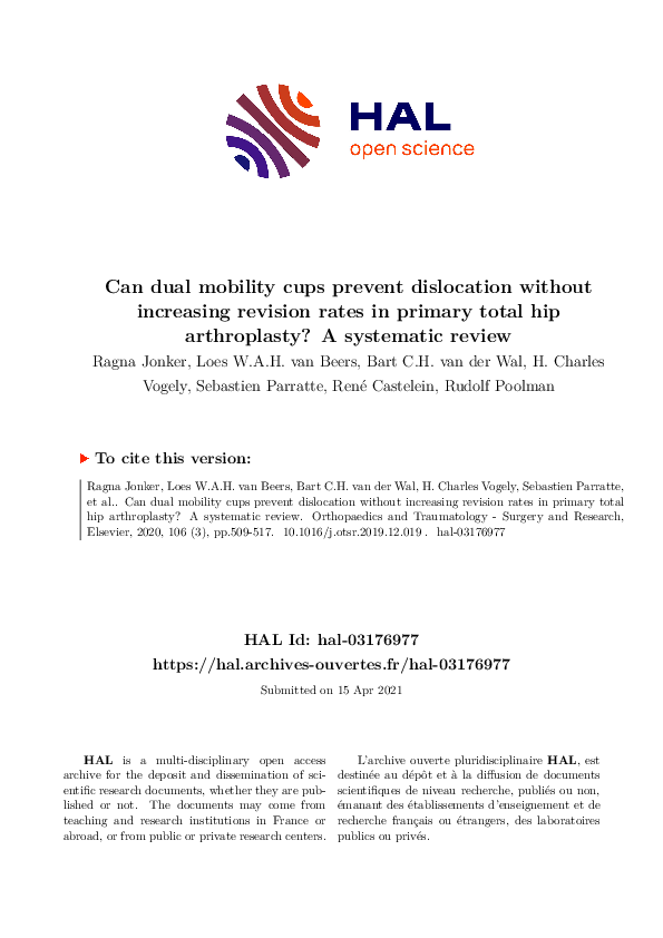 Pdf Can Dual Mobility Cups Prevent Dislocation Without Increasing Revision Rates In Primary