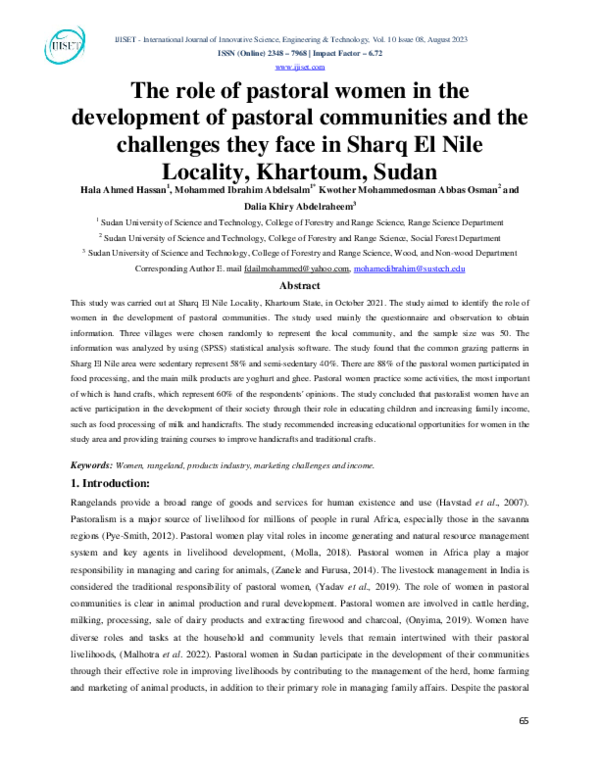 (PDF) The role of pastoral women in the development of pastoral ...