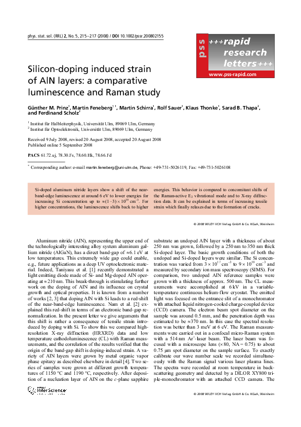 (PDF) Silicon-doping induced strain of AlN layers: a comparative ...