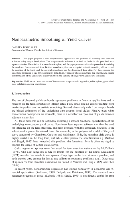 (PDF) Nonparametric Smoothing of Yield Curves