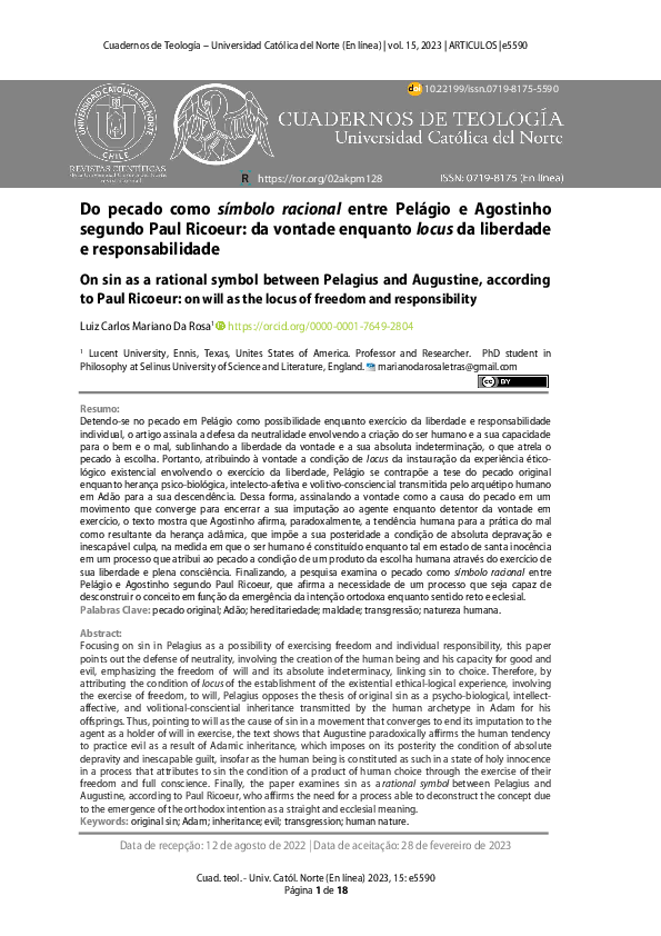 (PDF) Del pecado como símbolo racional entre Pelagio y Agustín según ...