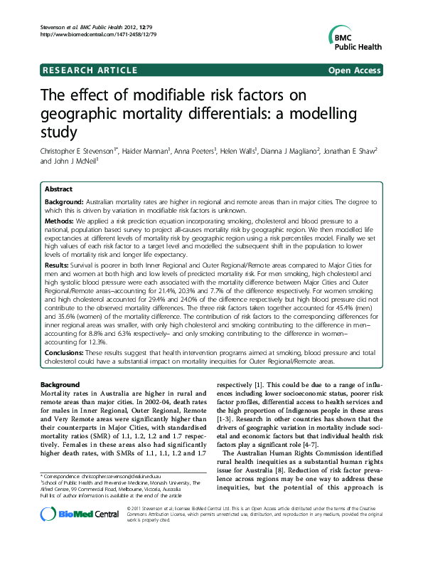 (PDF) The effect of modifiable risk factors on geographic mortality ...