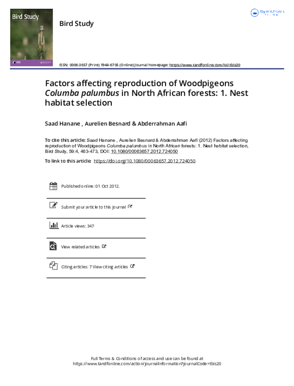 (PDF) Factors affecting reproduction of WoodpigeonsColumba palumbusin ...