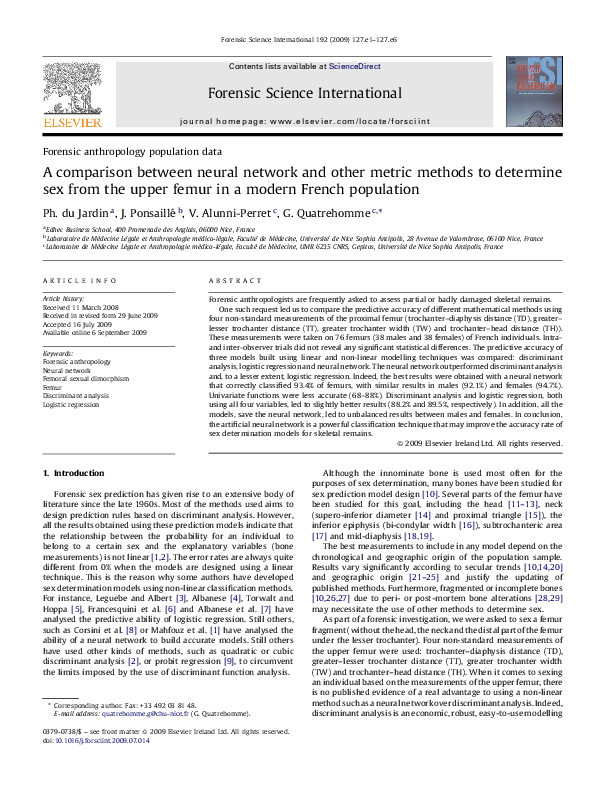 Pdf A Generalised Neural Network Model To Estimate Sex From Cranial