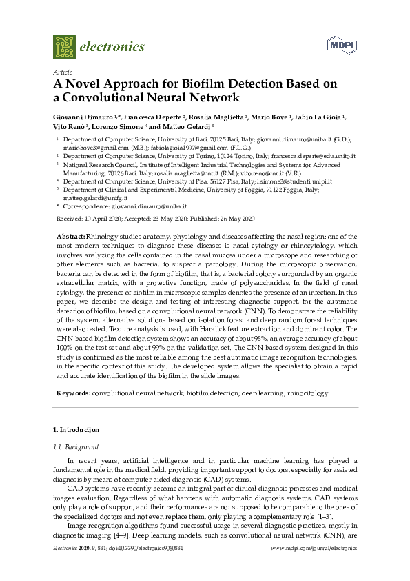 (PDF) A Novel Approach for Biofilm Detection Based on a Convolutional Neural Network