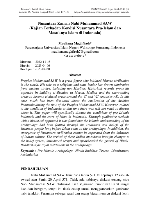 (PDF) Nusantara Zaman Nabi Muhammad SAW