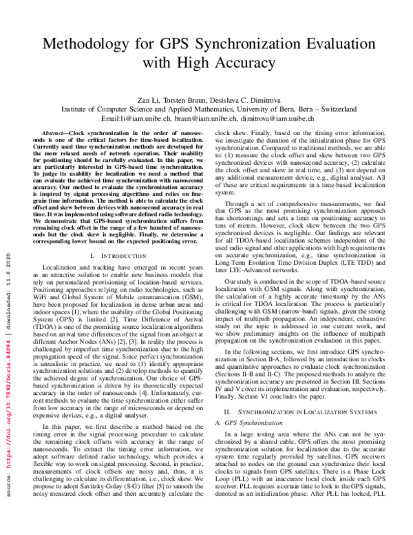 (PDF) Methodology for GPS Synchronization Evaluation with High Accuracy