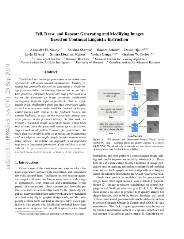(PDF) Tell, Draw, and Repeat: Generating and Modifying Images Based on ...