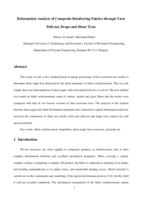 (PDF) Deformation analysis of composite reinforcing fabrics through ...
