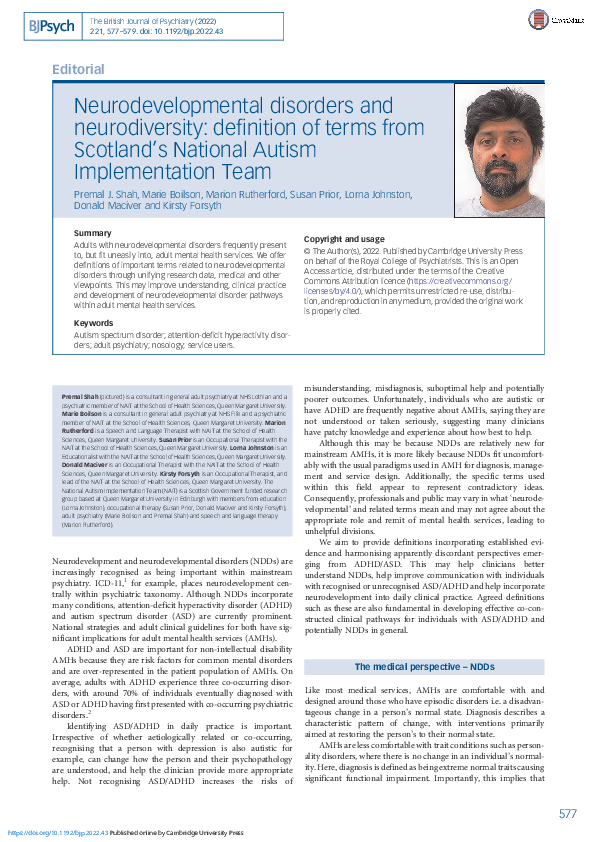 (PDF) Neurodevelopmental disorders and neurodiversity: definition of ...