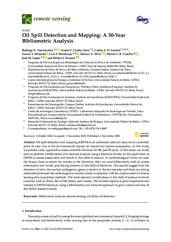 (PDF) Oil Spill Detection and Mapping: A 50-Year Bibliometric Analysis