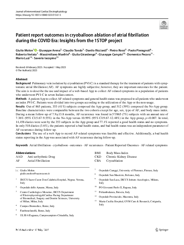 (PDF) Patient report outcomes in cryoballoon ablation of atrial ...