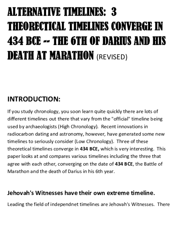 (PDF) ALTERNATIVE TIMELINES: 3 THEORECTICAL TIMELINES CONVERGE IN 434 ...