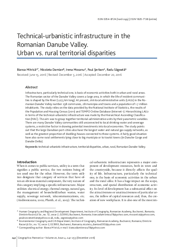 (PDF) Technical-urbanistic infrastructure in the Romanian Danube Valley ...