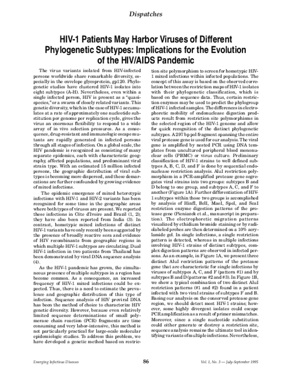 (PDF) HIV-1 Patients May Harbor Viruses of Different Phylogenetic Subtypes: Implications for the ...