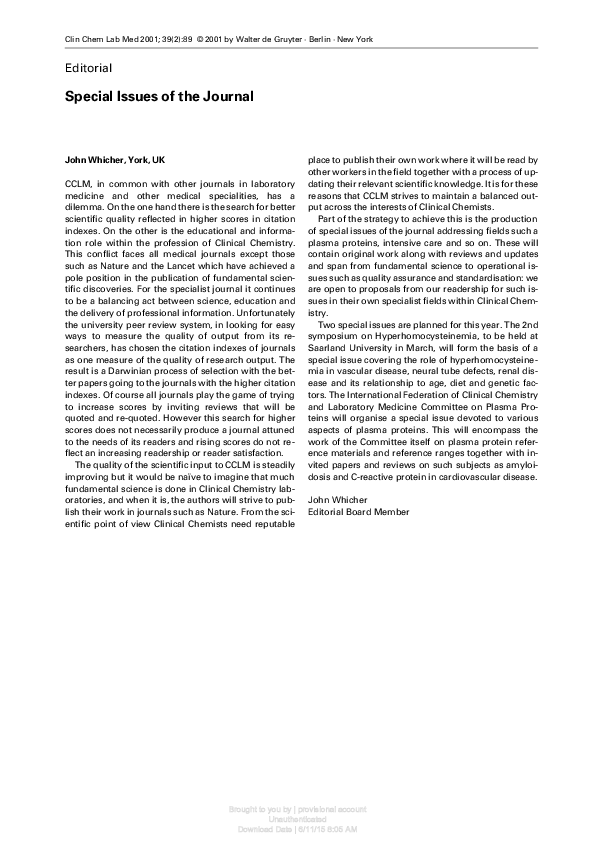 (PDF) Special Issues of the Journal