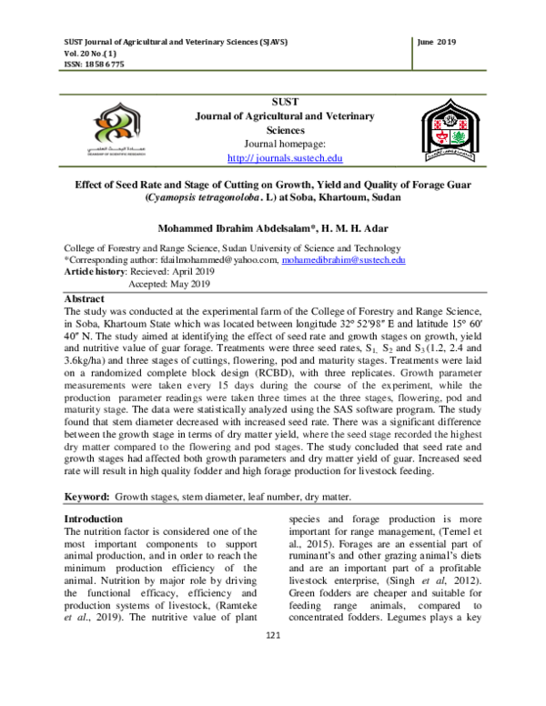 (PDF) SUST Journal of Agricultural and Veterinary Sciences Journal ...