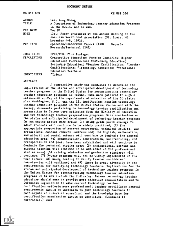 (PDF) A Comparison of Technology Teacher Education Programs in the U.S ...