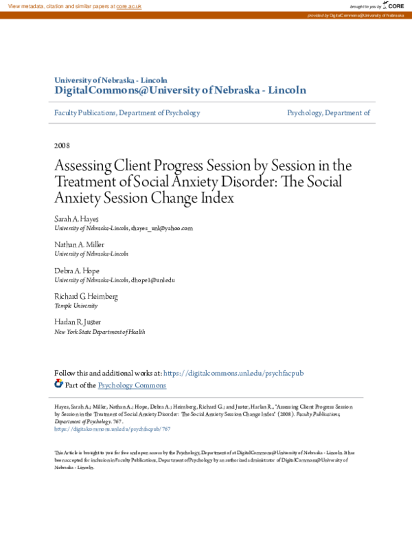 (PDF) Assessing Client Progress Session by Session in the Treatment of ...