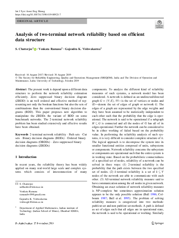Pdf Analysis Of Two Terminal Network Reliability Based On Efficient Data Structure