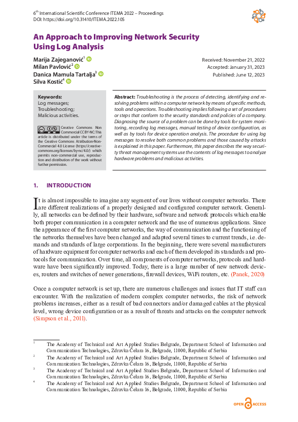(PDF) An Approach to Improving Network Security Using Log Analysis