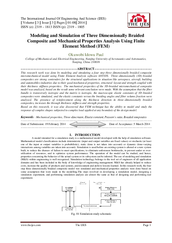 (PDF) Modeling and Simulation of Three Dimensionally Braided Composite and Mechanical Properties ...