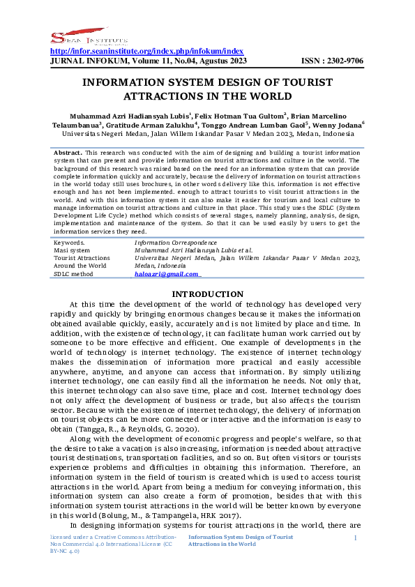 (PDF) Information System Design of Tourist Attractions in the World