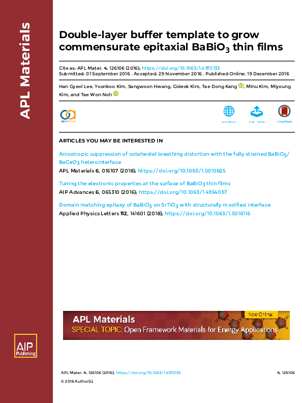 (PDF) Double-layer buffer template to grow commensurate epitaxial ...