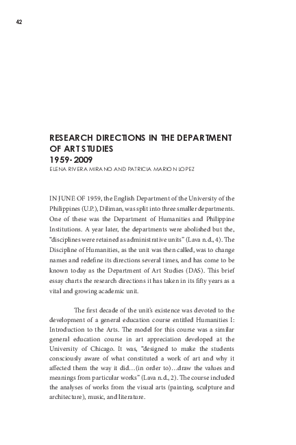 (PDF) Research Directions in the Department of Art Studies 1959-2009