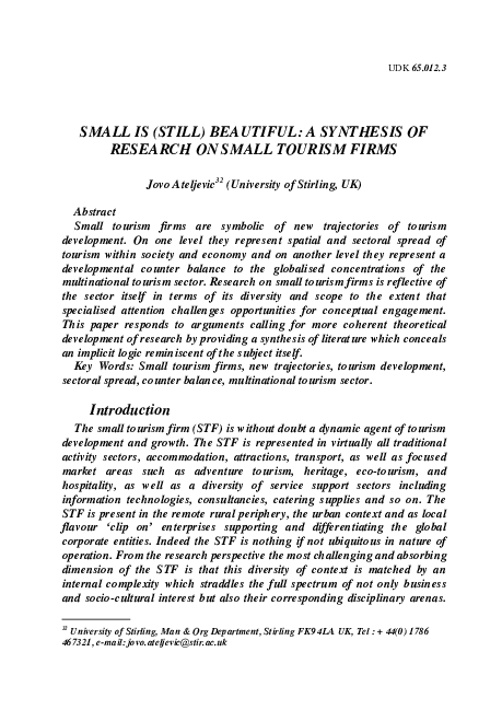 (PDF) Small is (Still) Beautiful: A Synthesis of Research on Small ...