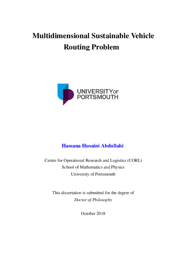 (PDF) Multidimensional sustainable vehicle routing problem