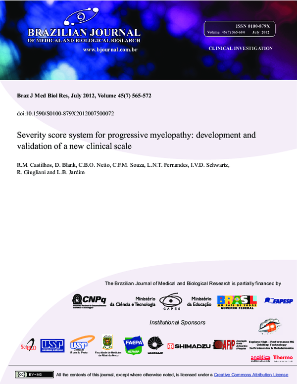 (PDF) Severity score system for progressive myelopathy: development and ...