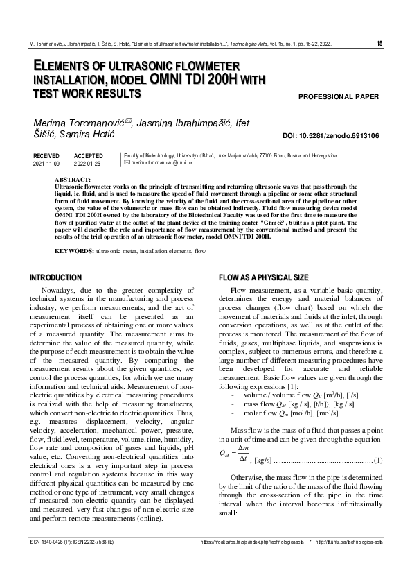 (PDF) Elements of ultrasonic flowmeter installation, model OMNI TDI ...