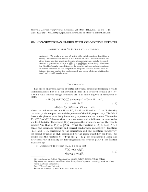 (PDF) On Non-Newtonian Fluids with Convective Effects