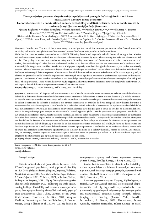 (PDF) The correlation between chronic ankle instability and strength deficit of the hip and knee ...