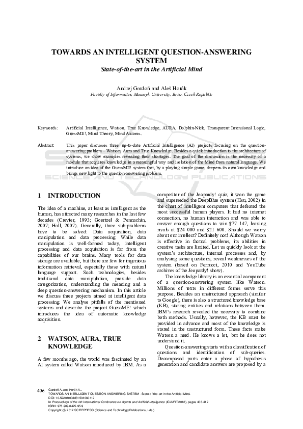 (PDF) TOWARDS AN INTELLIGENT QUESTION-ANSWERING SYSTEM - State-of-the ...