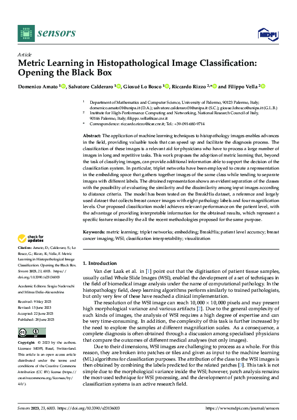 (PDF) Metric Learning in Histopathological Image Classification: Opening the Black Box