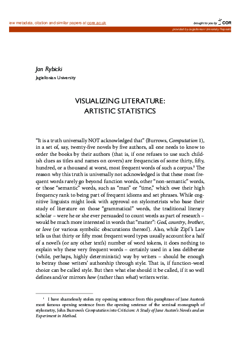 (PDF) Visualizing literature : artistic statistics