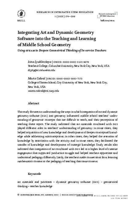 Pdf Integrating Art And Dynamic Geometry Software Into The Teaching
