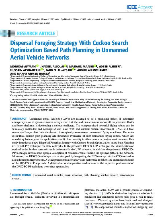 (PDF) Dispersal Foraging Strategy With Cuckoo Search Optimization Based Path Planning in ...