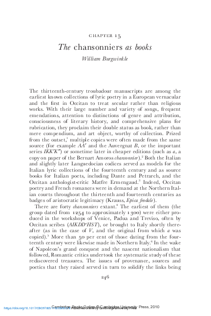 (PDF) The chansonniers as books