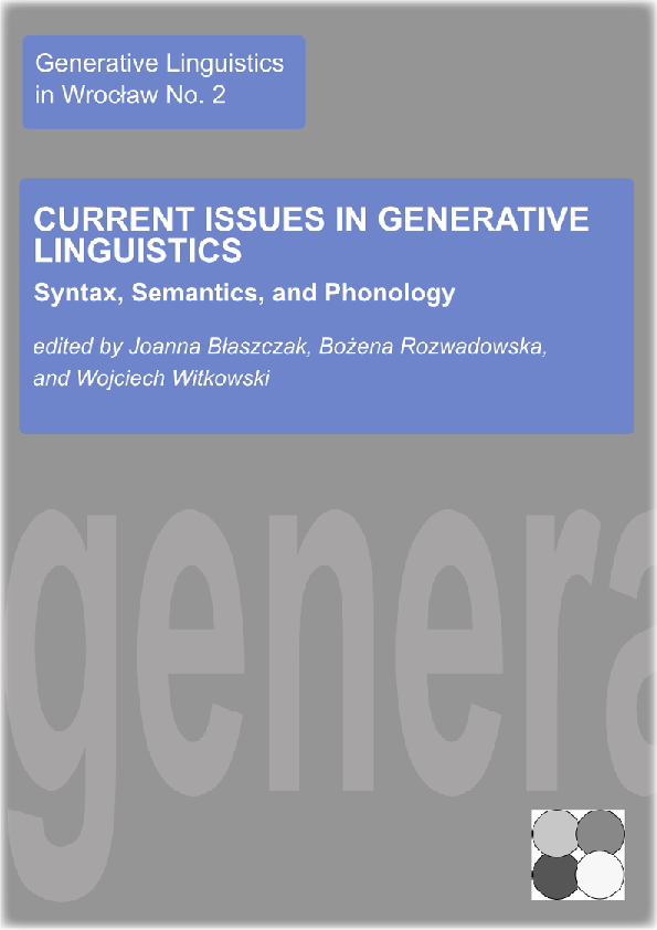 (PDF) Current Issues in Generative Linguistics Syntax , Semantics , and Phonology