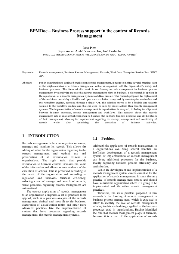 (PDF) Business Process Support in the Context of Records Management