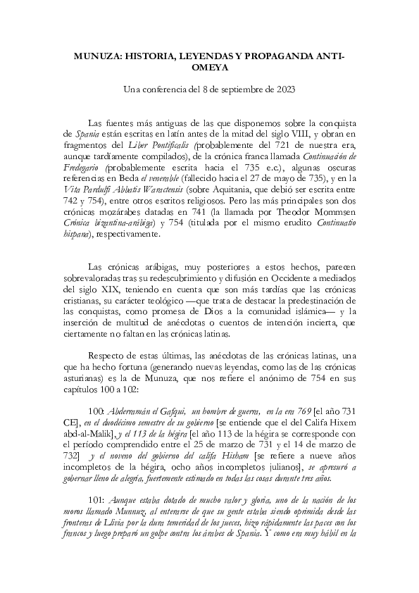 (PDF) MUNUZA: HISTORIA, LEYENDAS Y PROPAGANDA ANTI-OMEYA