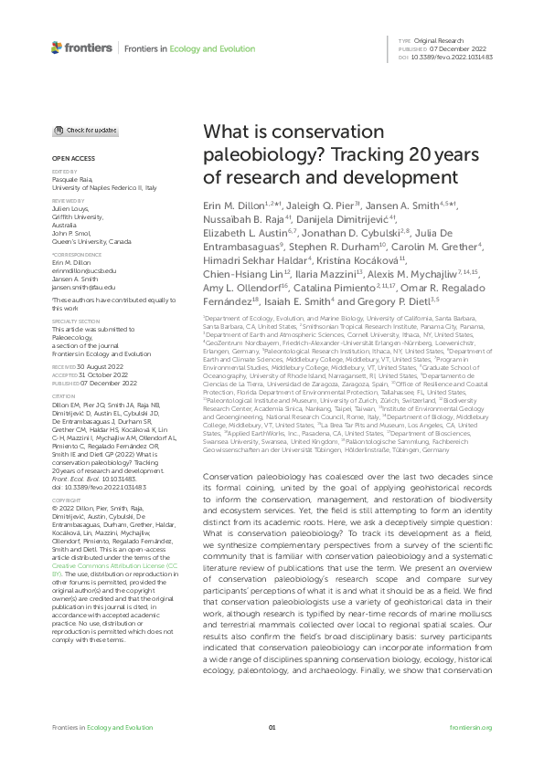 (PDF) What is conservation paleobiology? Tracking 20 years of research ...