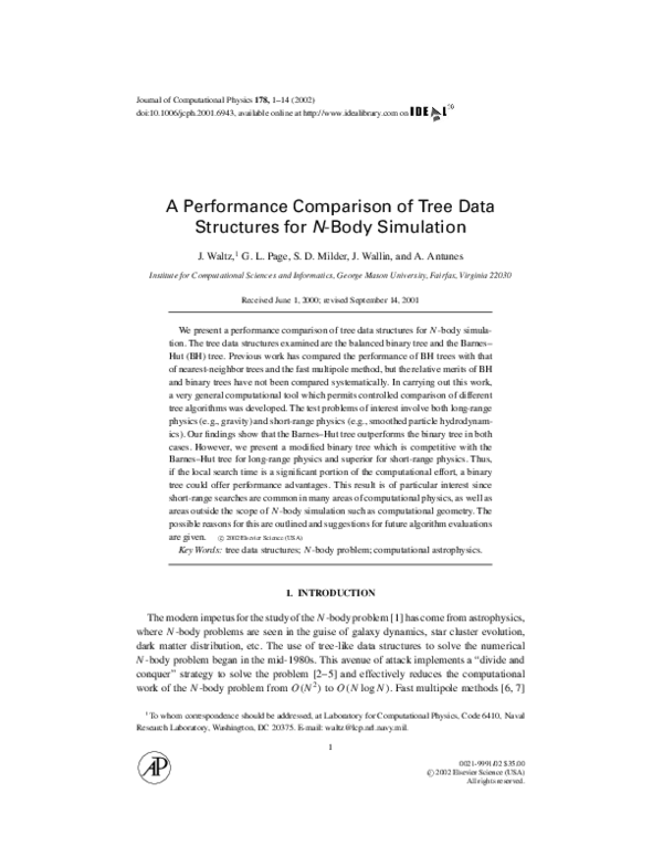 (PDF) A Performance Comparison of Tree Data Structures for N-Body ...