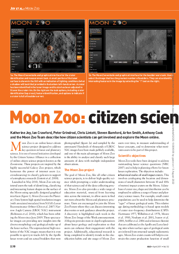(PDF) Moon Zoo: citizen science in lunar exploration