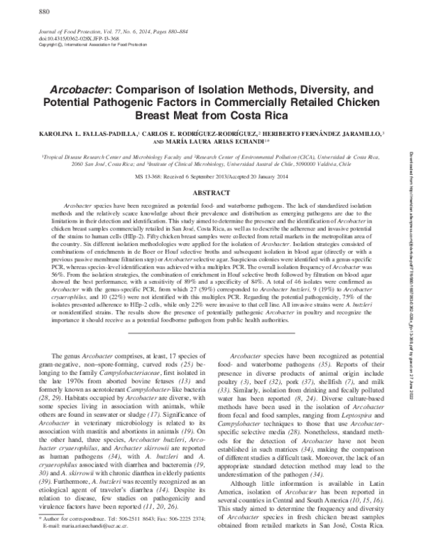 (PDF) Arcobacter: Comparison of Isolation Methods, Diversity, and ...