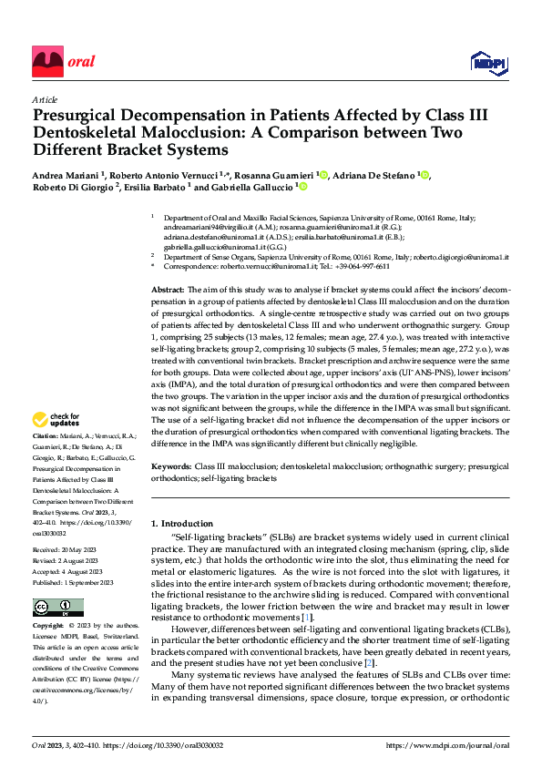 (PDF) Presurgical Decompensation in Patients Affected by Class III ...